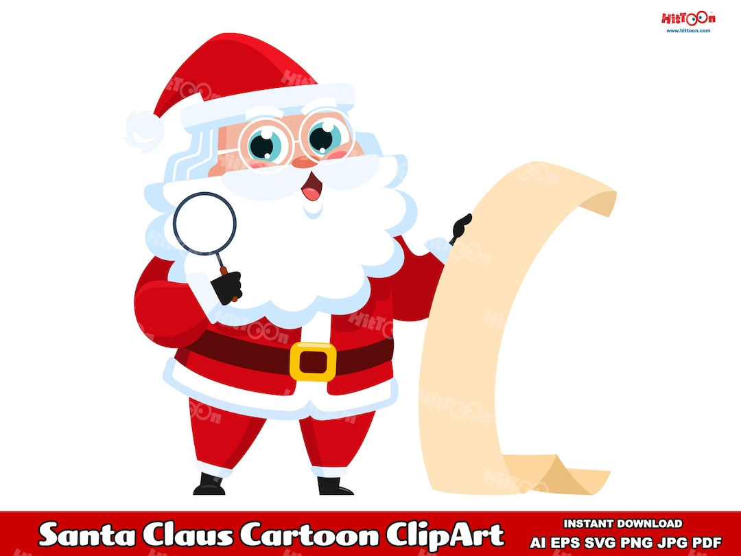 Santa Claus Cartoon Clipart: Flat Design Vector Graphics (digital ...