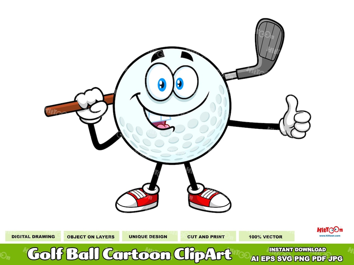 Golf Ball Cartoon Clipart: Hand Drawn Vector (digital Download) - Etsy