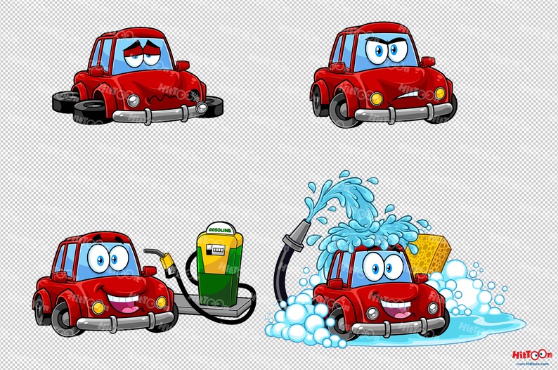 Red Car Mascot Clipart – Cartoon Vehicle Characters – Free Commercial ...
