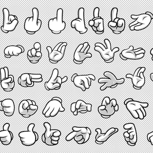 Cartoon Hands in Gloves. Cartoon Funny Eyes. Digital Clip Art Vector ...