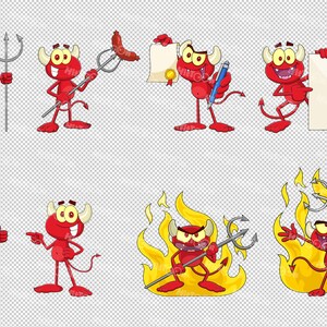 Cute Devil Clipart Set. Flat Design. Digital Clip Art. Vector Graphic ...