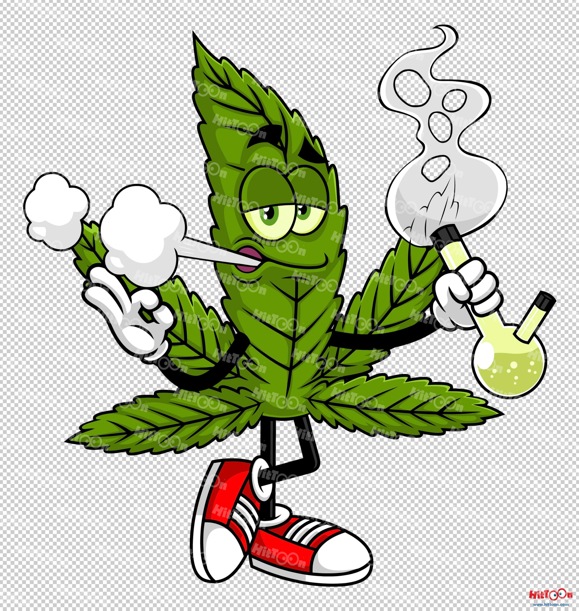 Personajes de dibujos animados de hojas de marihuana 1. Conjunto de ...