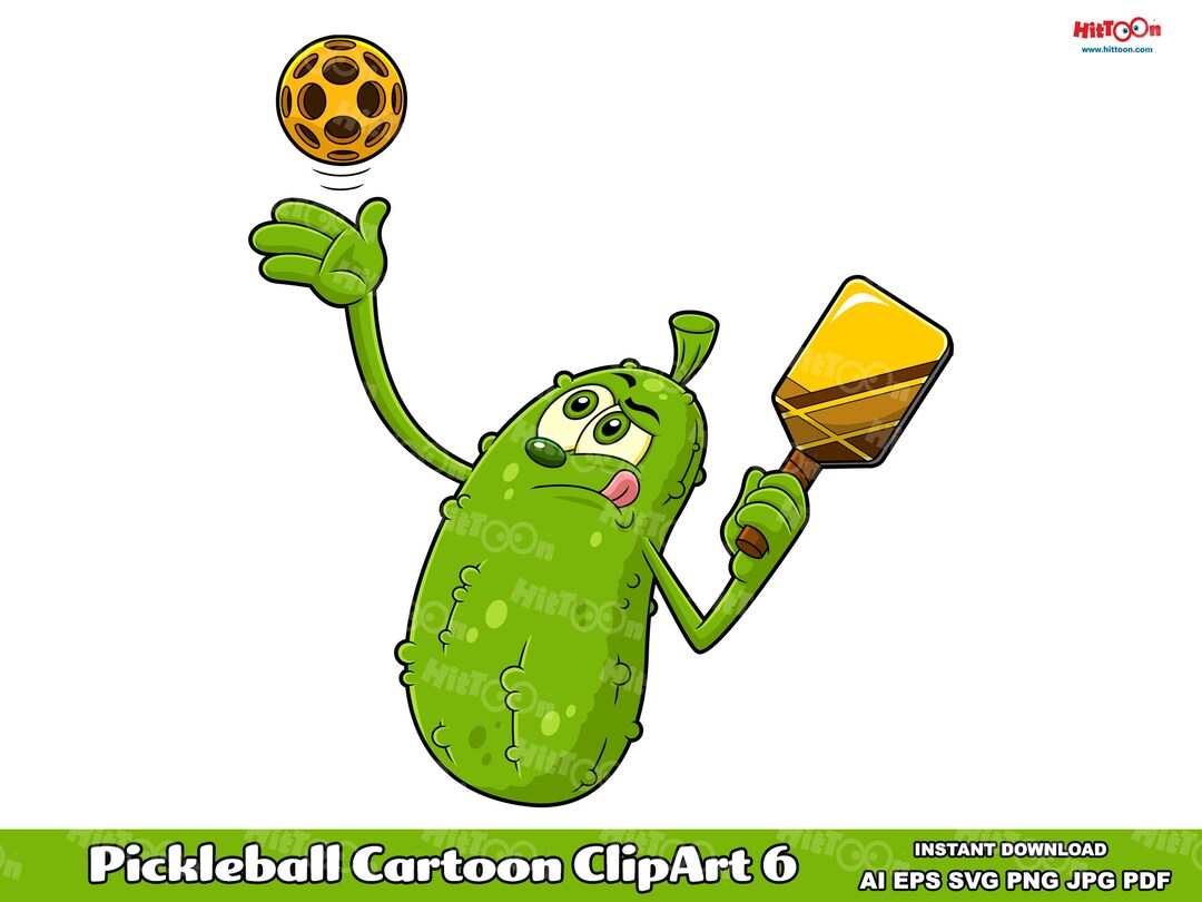 Pickleball Cartoon Clipart – Hand Drawn Vector Graphic Illustrations ...