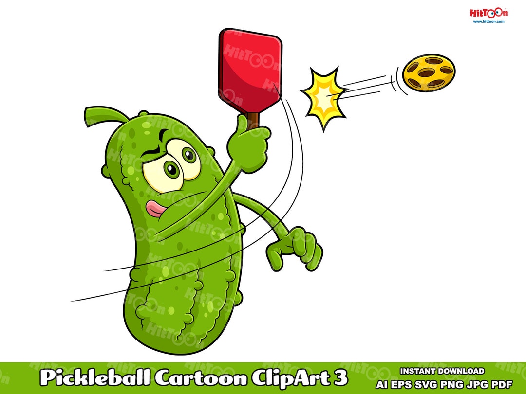 Pickleball Cartoon Clipart 3. Digital Clip Art Vector Graphic ...
