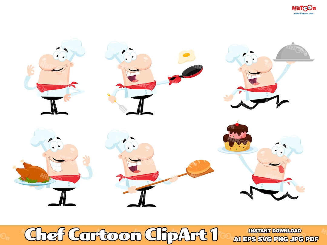 Chef Cartoon Clipart 1. Flat Design. Vector Graphic Illustrations ...