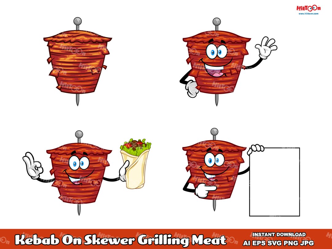 Kebab on Skewer Grilling Meat. Digital Clip Art Vector Graphic ...
