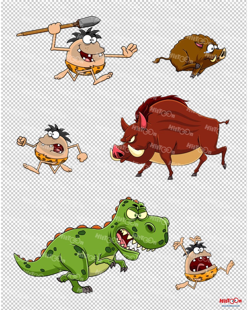 Caveman Cartoon Mascot Characters 3. Digital Clip Art Vector Graphic ...