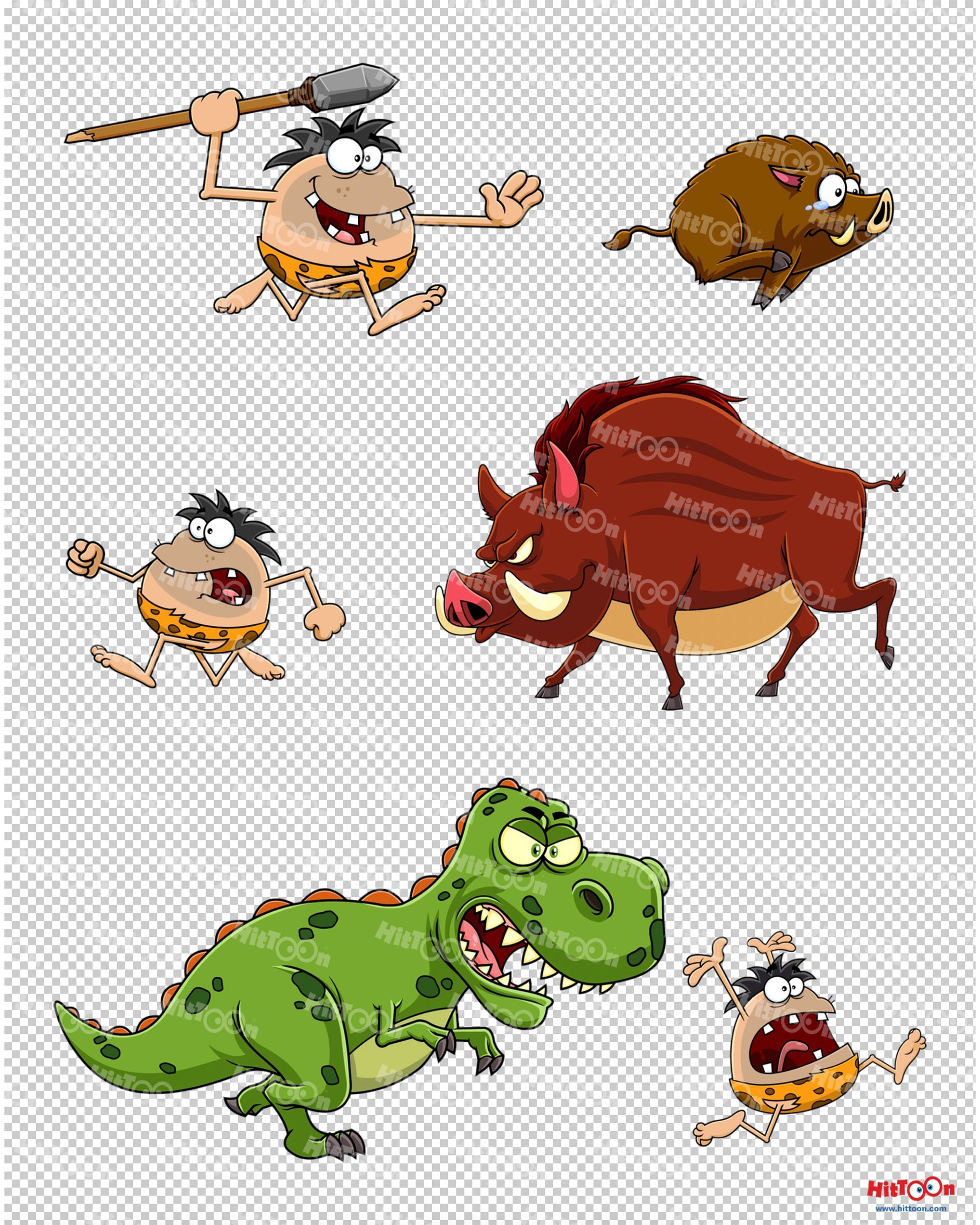 Caveman Cartoon Mascot Characters 3. Digital Clip Art Vector Graphic ...