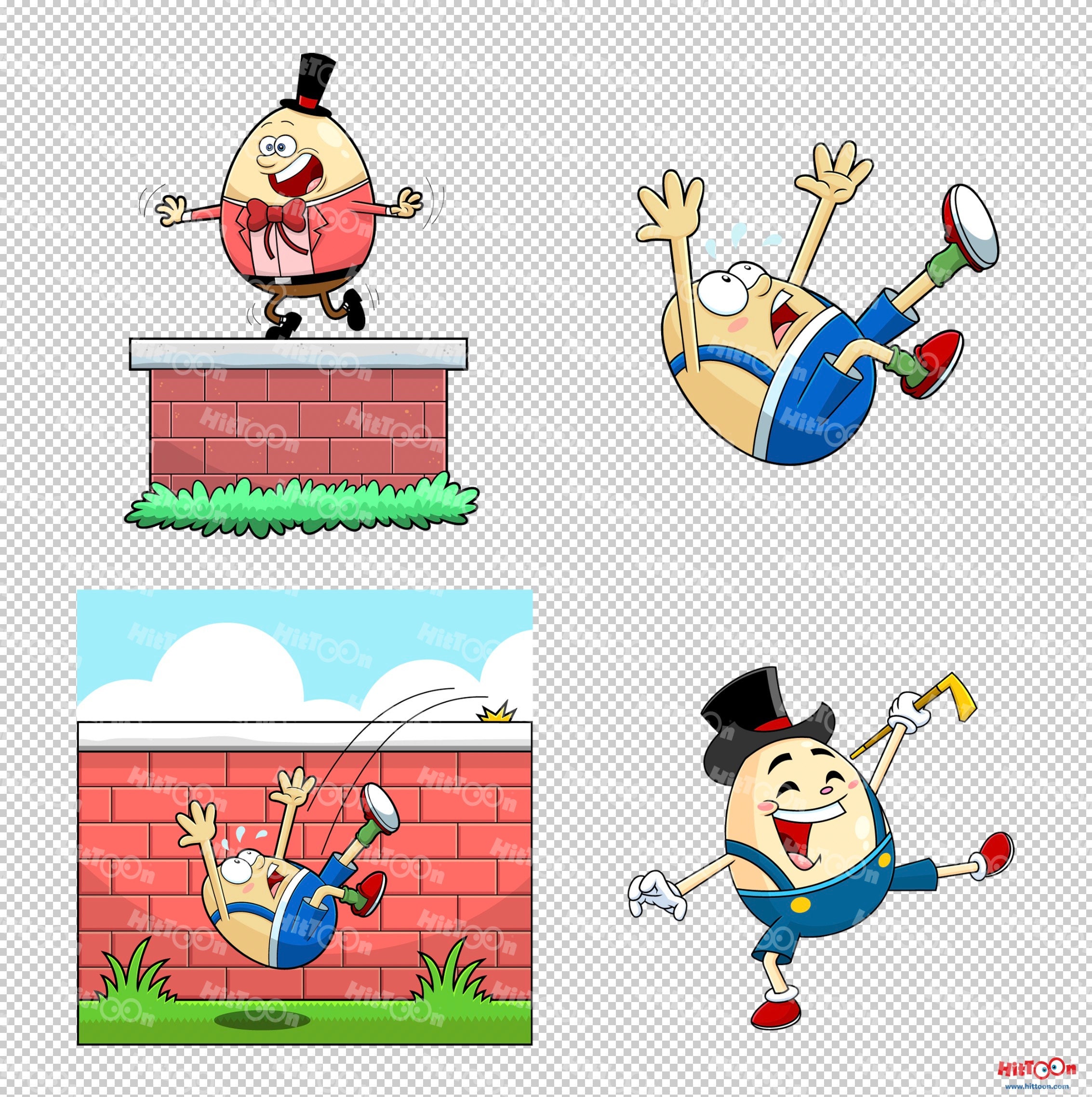 Humpty Dumpty Egg Cartoon Characters 1 Digital Clip Art Vector Graphic