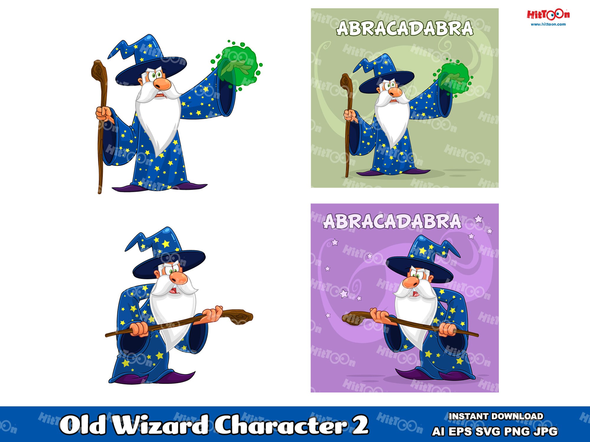 Wizard Clipart – Funny Old Wizard Cartoon Characters – Free Commercial ...