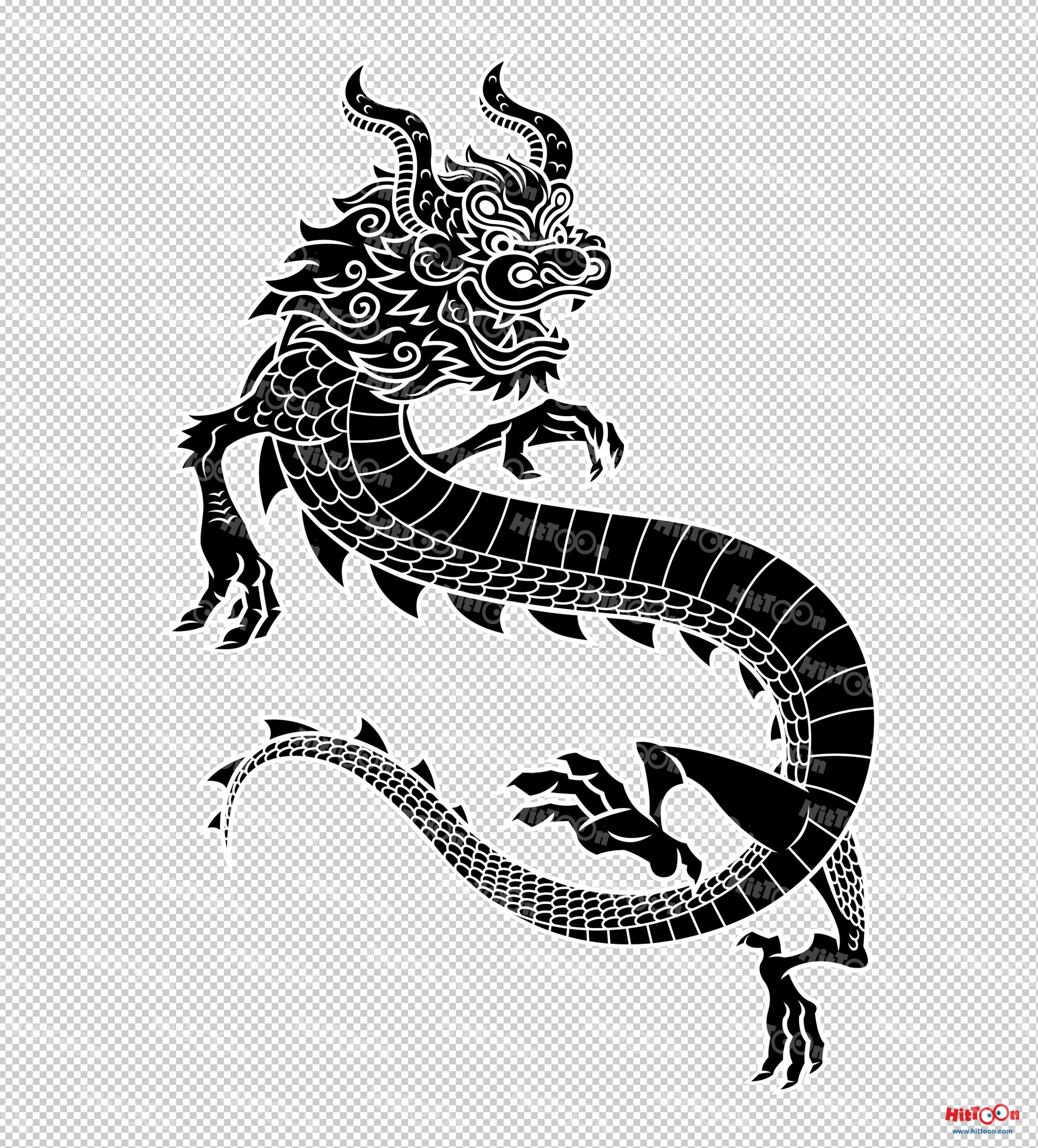 Chinese Dragon Clipart 4. Hand Drawn Digital Clip Art Vector Graphic ...