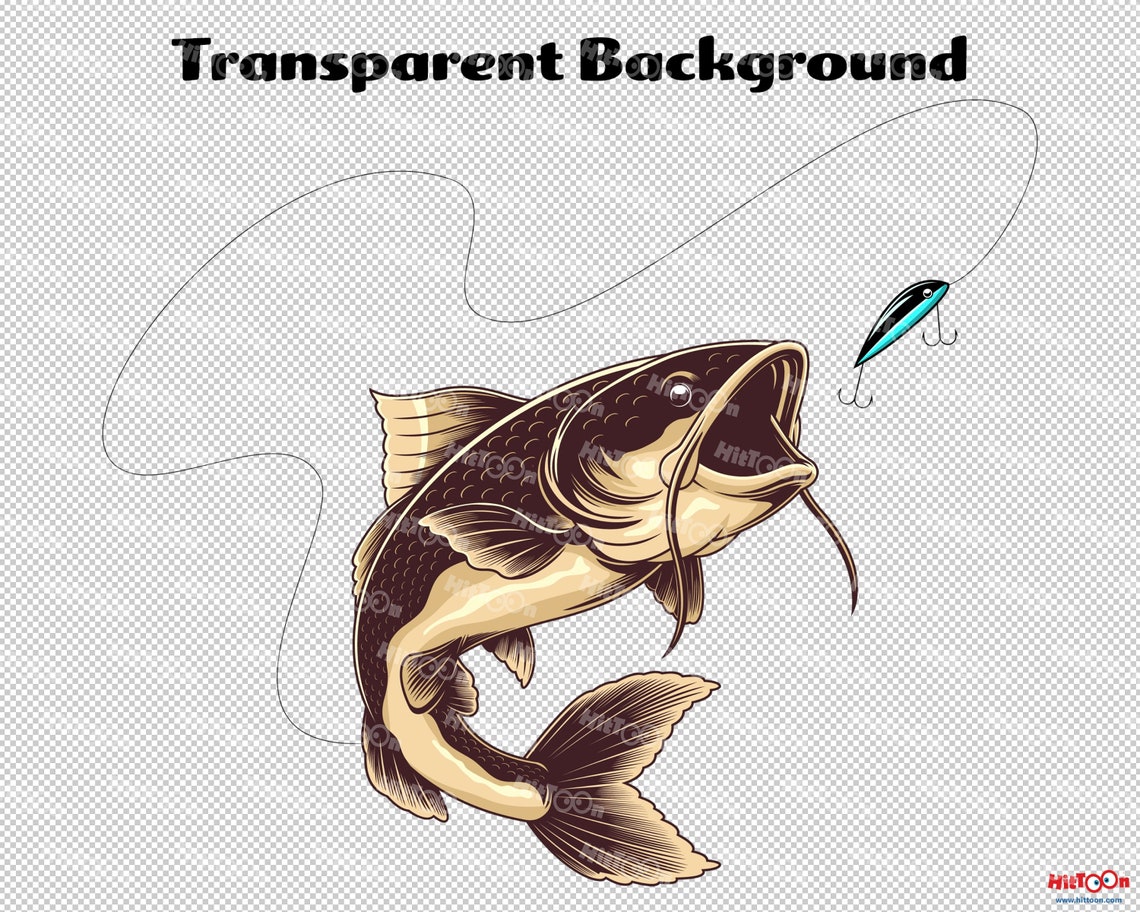 Hand Drawn Catfish Fishing Clipart: Vector Graphics (commercial Use) - Etsy