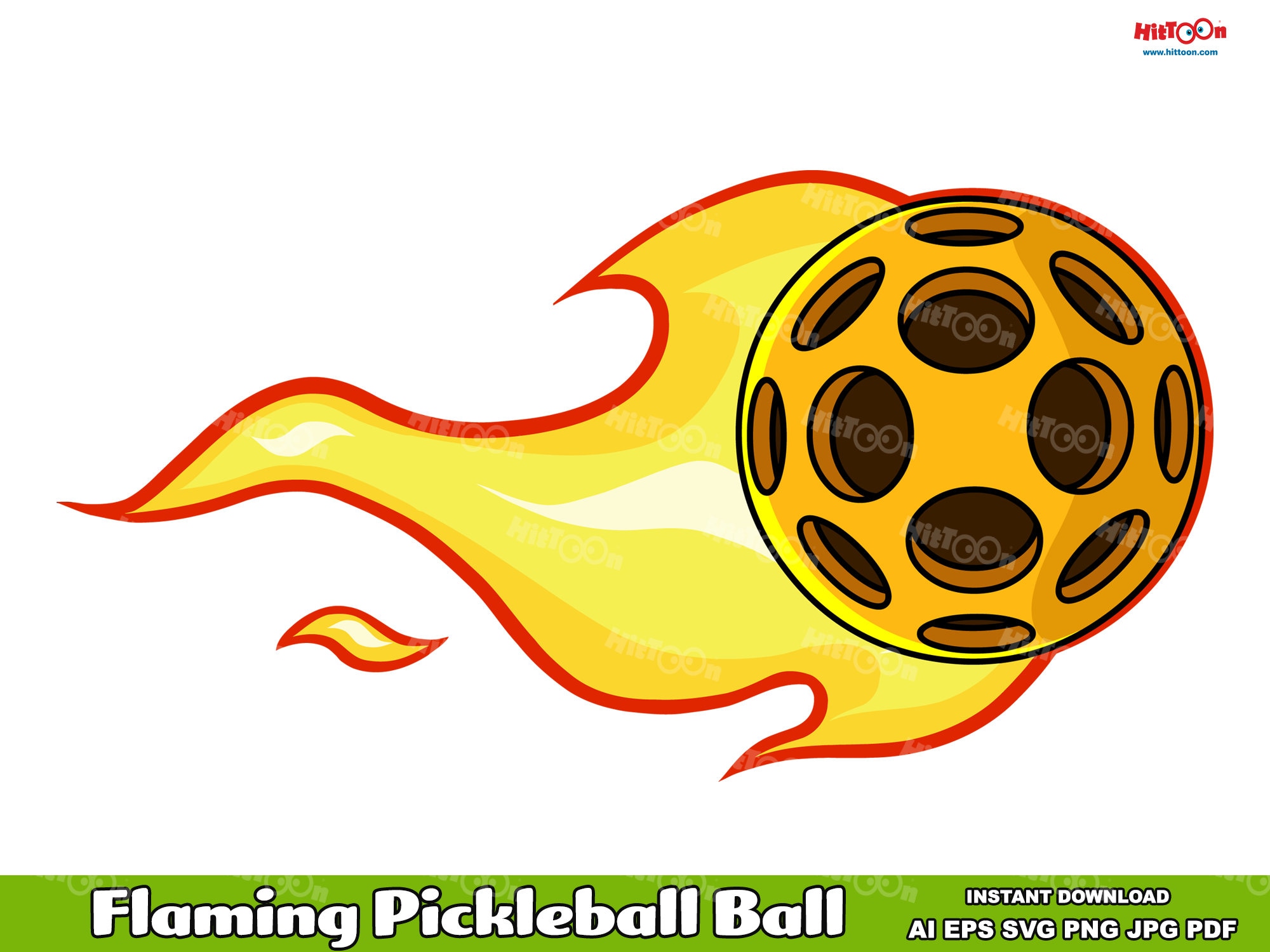 Flaming Pickleball Ball Clipart. Hand Drawn Vector Graphic ...