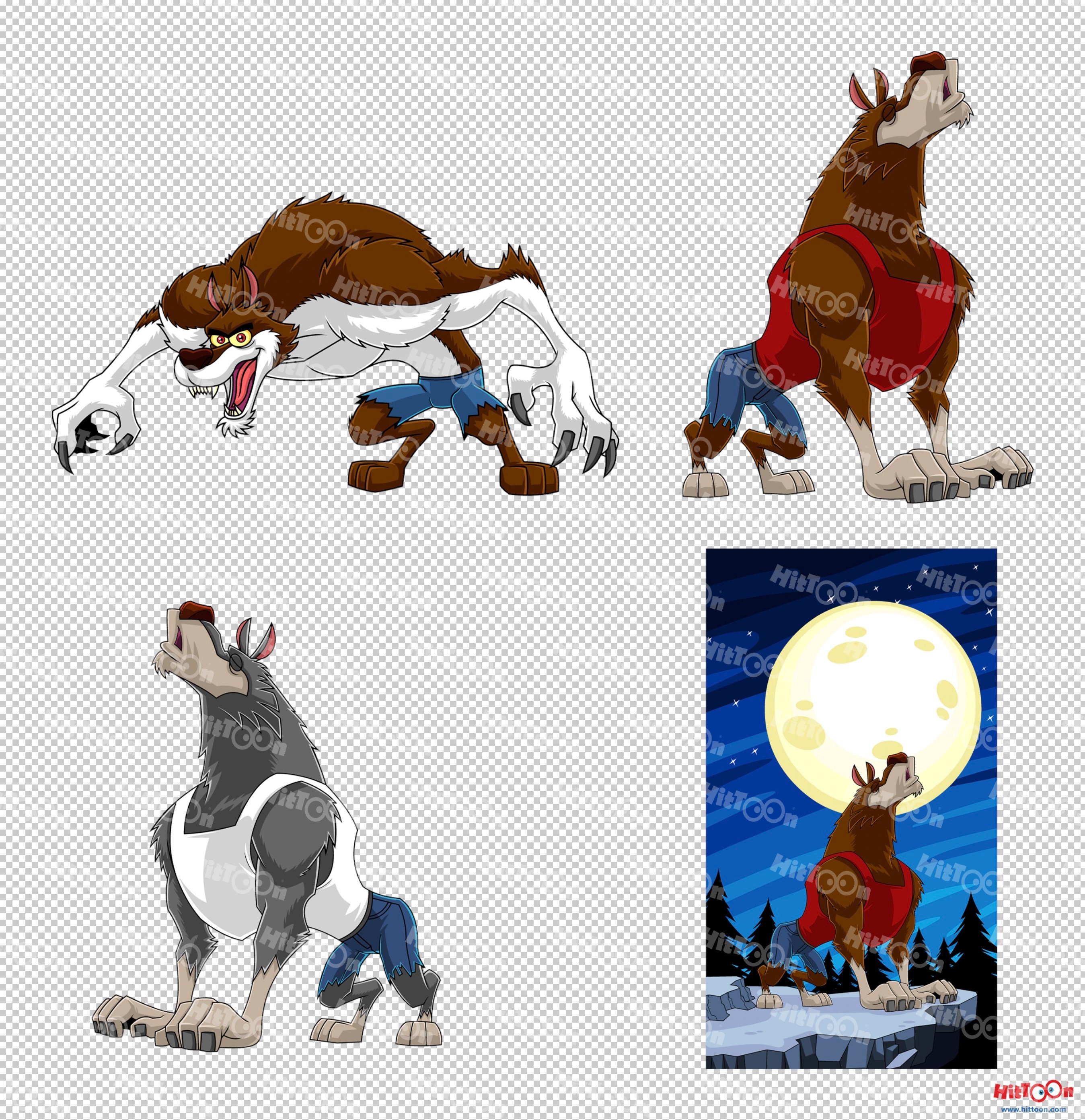 Werewolf Mascot Cartoon Characters: Vector Clip Art (commercial Use) - Etsy