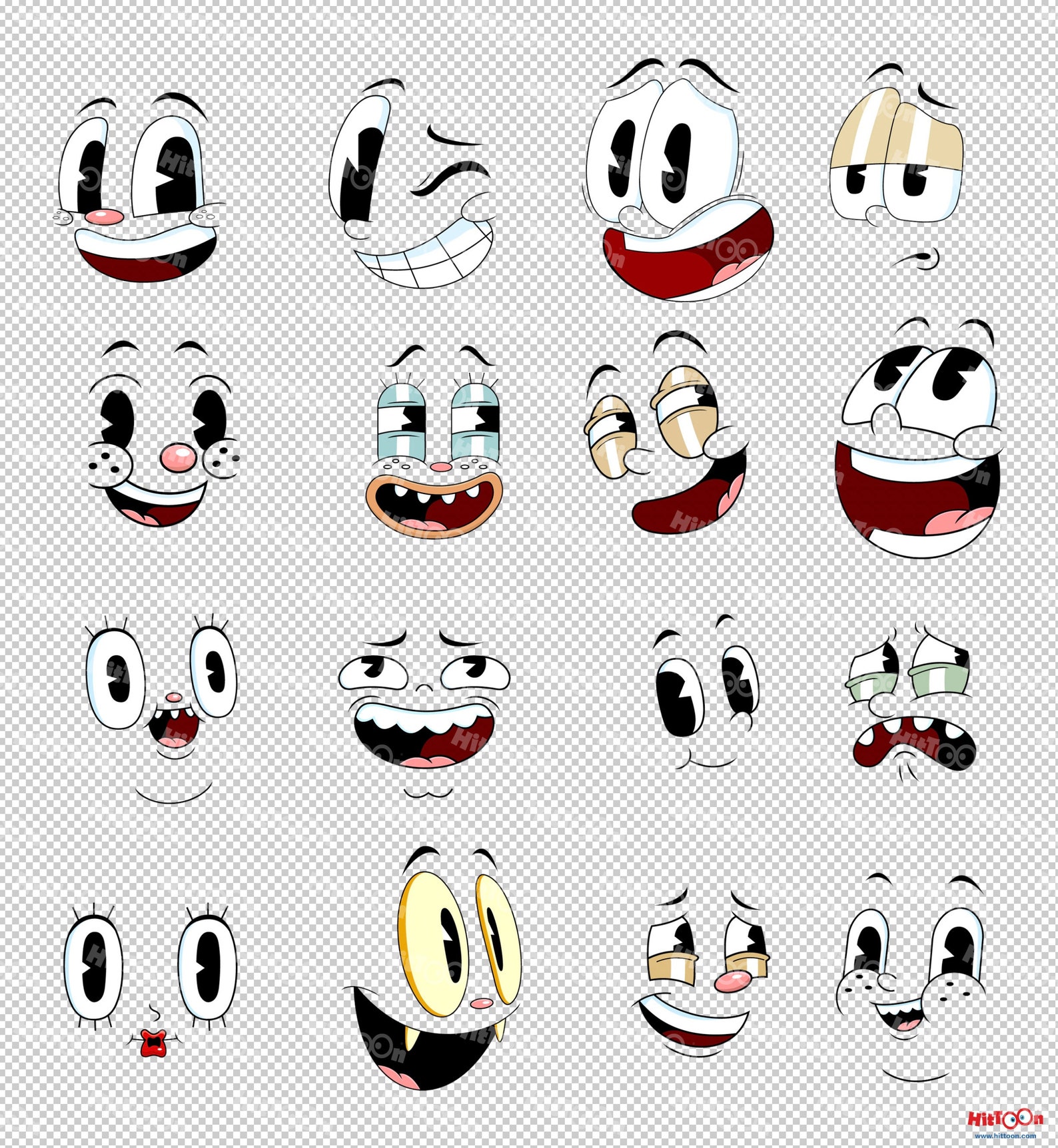 Retro Funny Face Clipart – Cartoon Faces Characters – Free Commercial ...