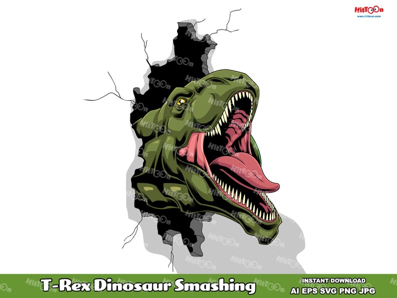 T-rex Dinosaur Smashing Graphic Design. Digital Clip Art Vector Graphic ...