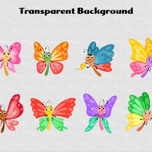Cute Butterfly Cartoon Clip Art. Vector Graphic Illustrations Bundle ...