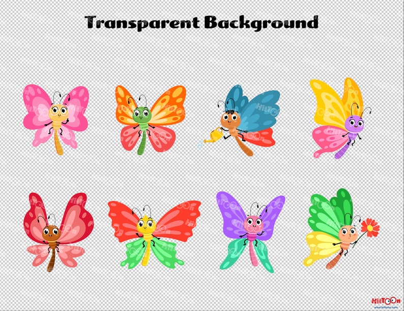 Cartoon Butterfly Clipart Set, Free Commercial Use (ai, Eps, Svg, Pdf ...