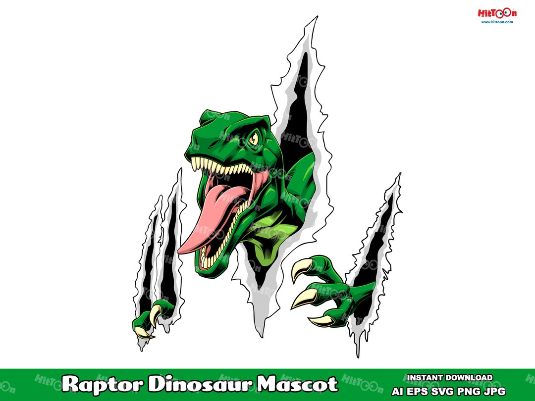 Raptor Dinosaur Scratch Graphic Design. Digital Clip Art Vector Graphic ...
