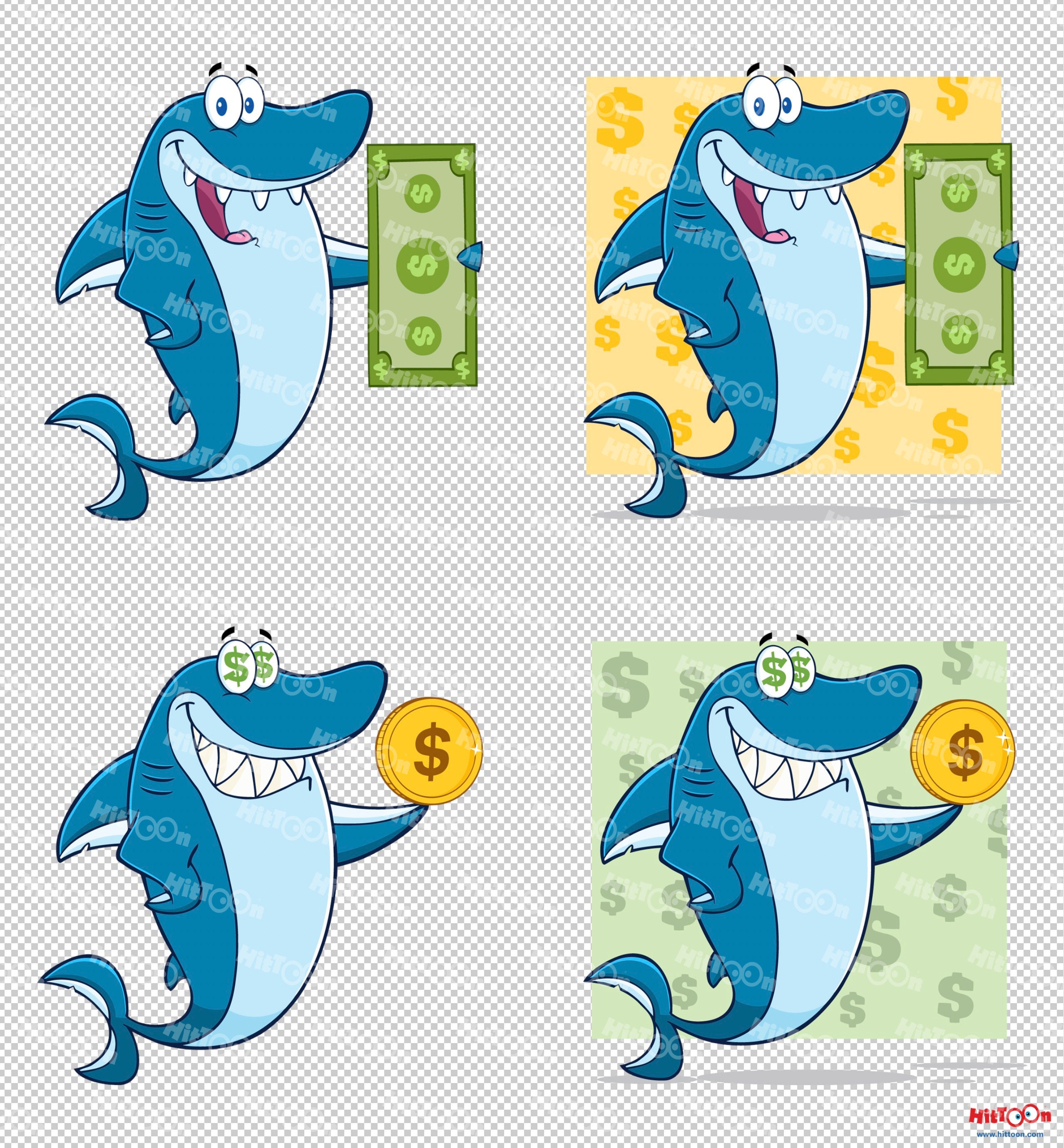 Shark Cartoon Mascot Characters 3. Digital Clip Art Vector Graphic ...