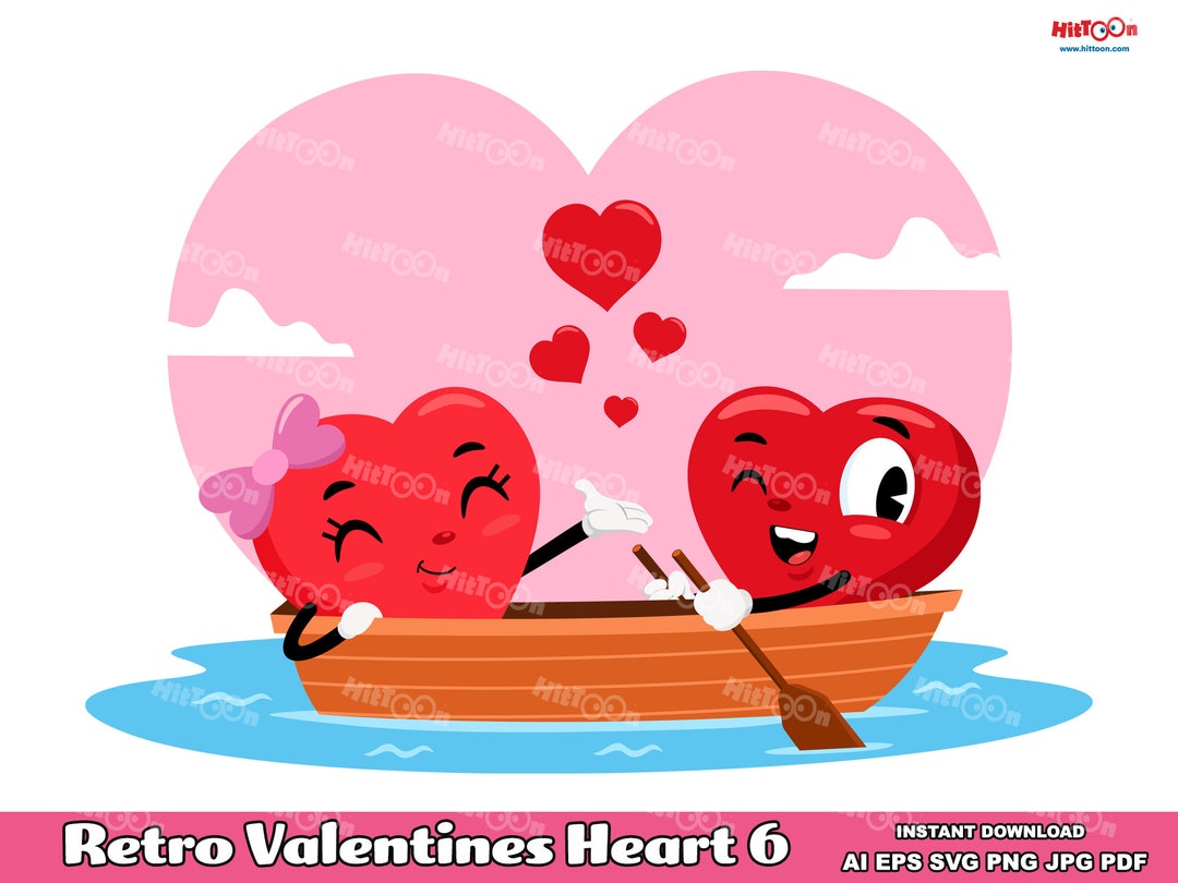 Retro Valentine Hearts Clip Art: Vector Graphics (digital Download) - Etsy