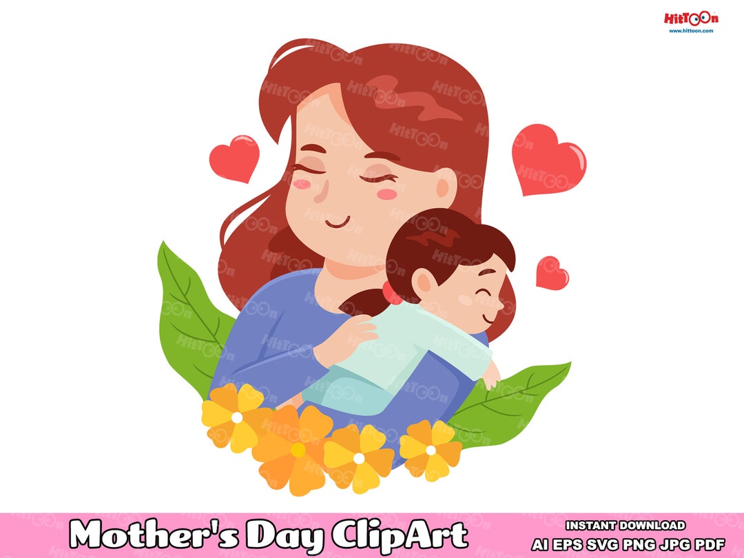 Mother's Day Clipart. Flat Design. Vector Graphic Illustrations. AI ...