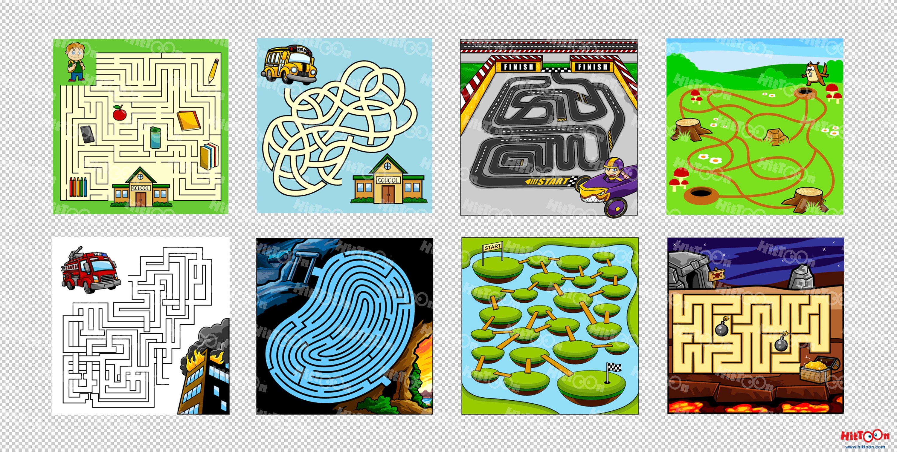 Maze Game Clipart – Fun Educational Cartoon Mazes for Kids (set 3 ...