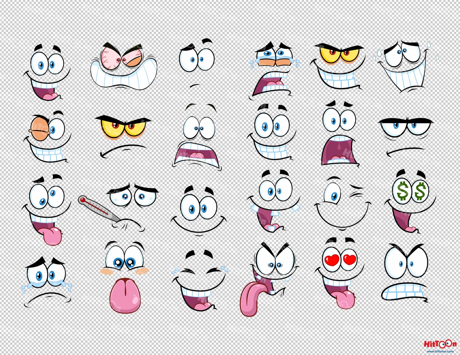 Cartoon Funny Faces 1. Hand Drawn Digital Clip Art. Vector Graphic ...