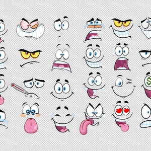Cartoon Funny Faces 1. Hand Drawn Digital Clip Art. Vector Graphic ...