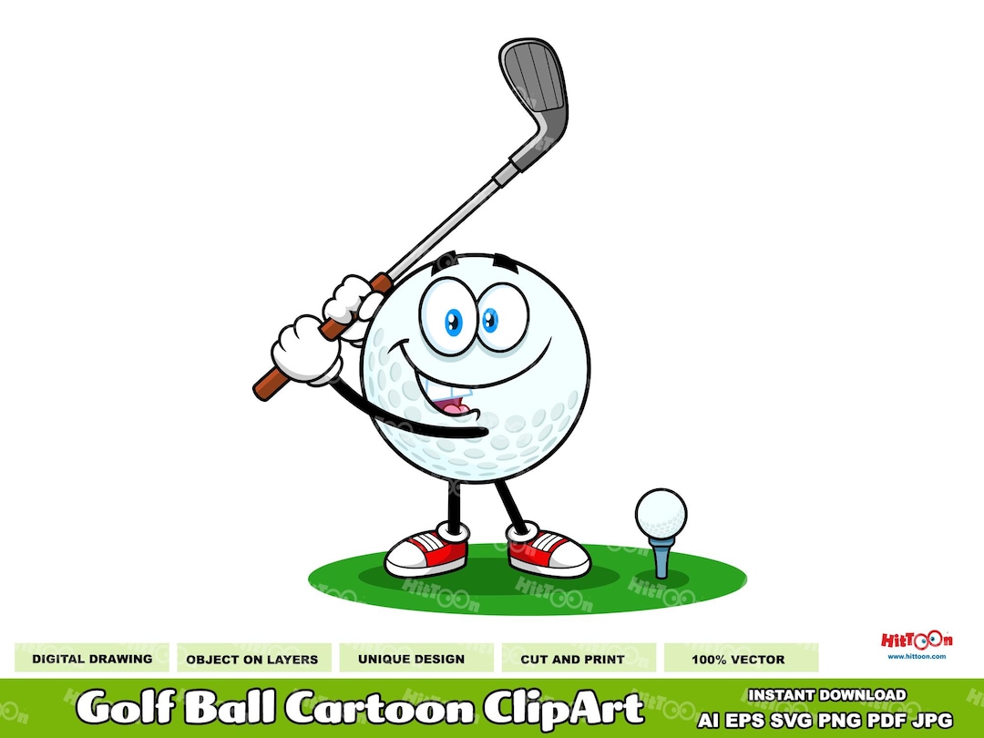 Golf Ball Cartoon Clipart – Hand Drawn Vector Graphic Illustrations ...