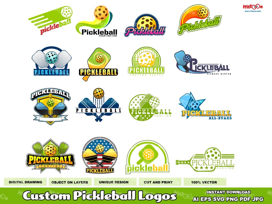 Pickleball Logo Designs: Vector Graphic Illustrations (digital Download ...