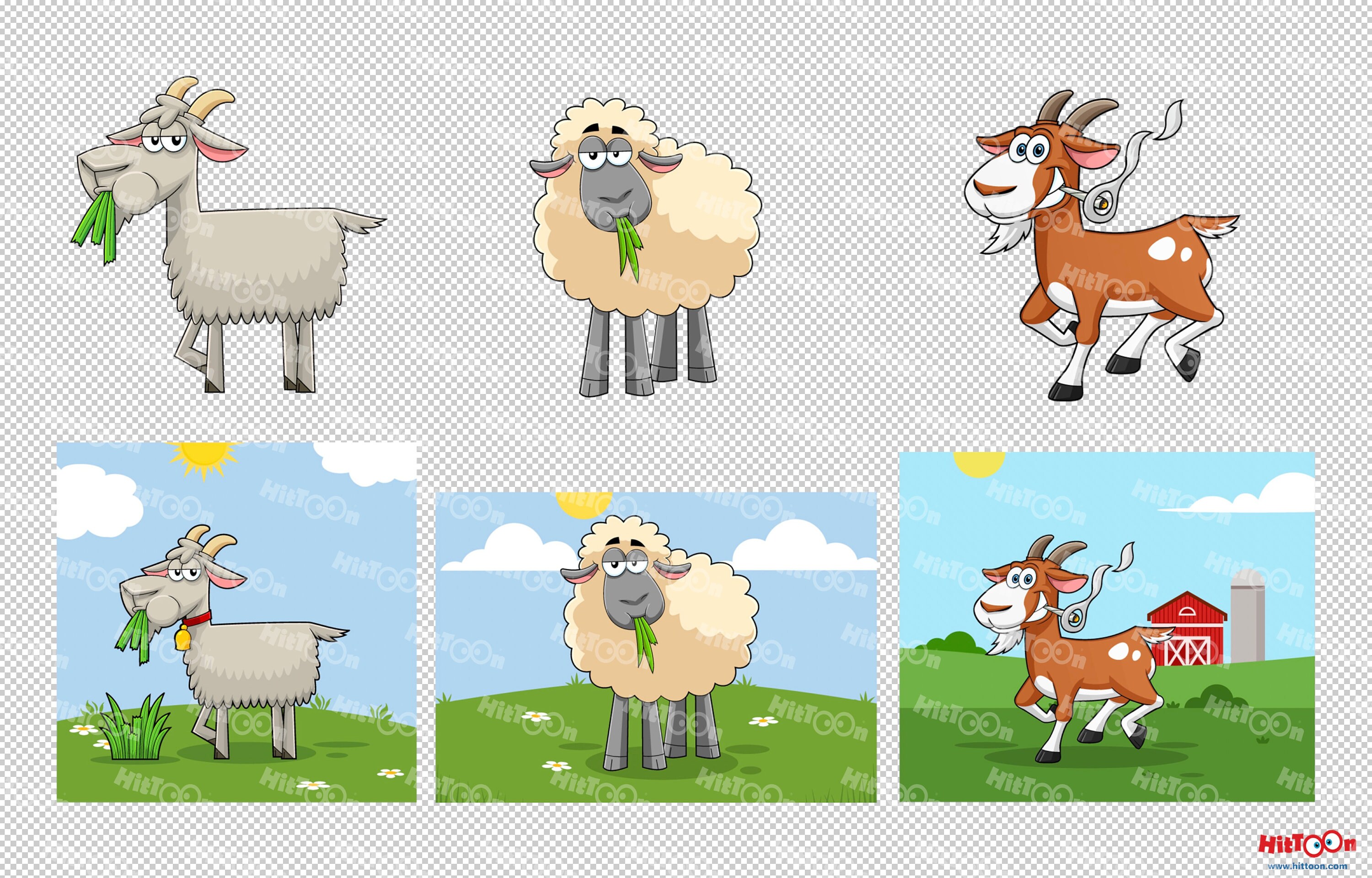 Goat and Sheep Characters. Digital Clip Art Vector Graphic ...