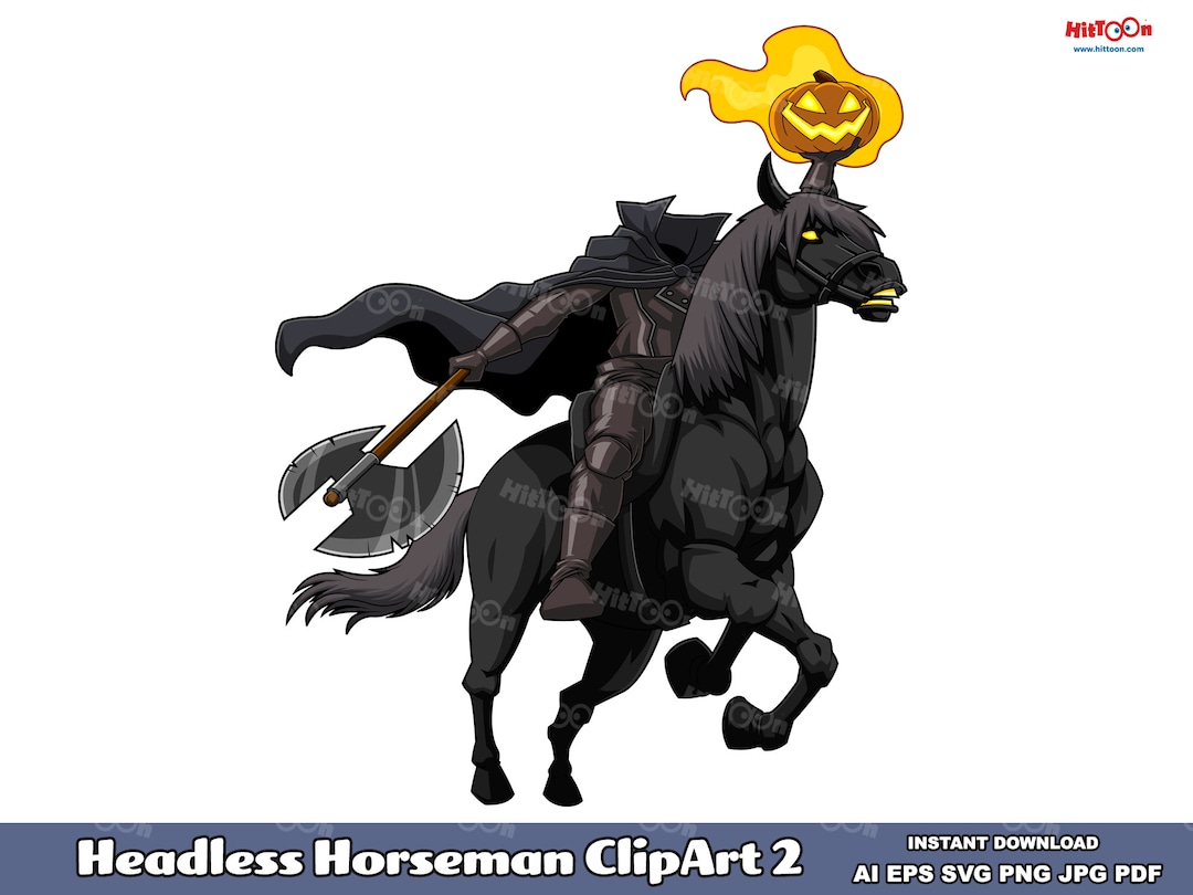 Headless Horseman Cartoon Clipart 2. Digital Clip Art Vector Graphic ...