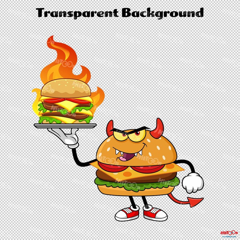 Burger Cartoon Clipart: Vector Graphics for Sublimation (commercial Use ...