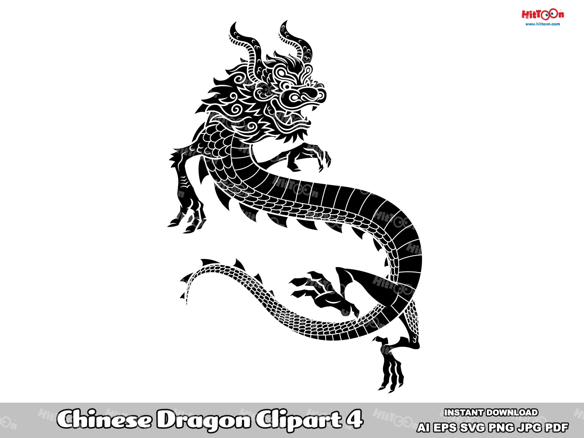 Chinese Dragon Clipart 4. Hand Drawn Digital Clip Art Vector Graphic ...