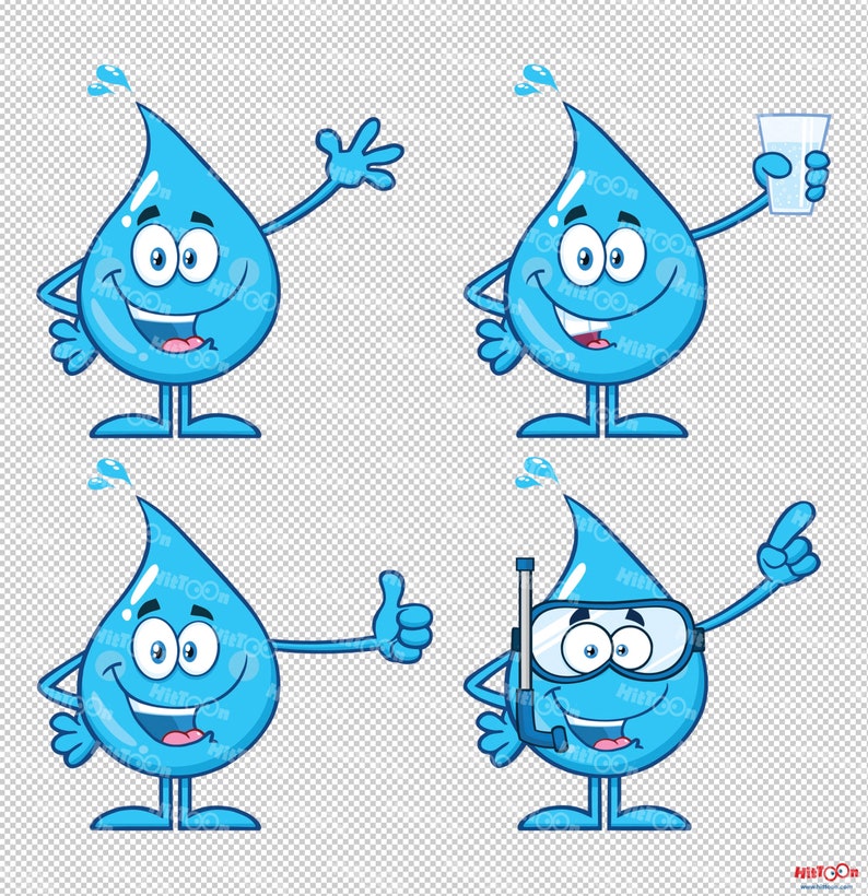 Blue Water Drop Cartoon Mascot Character 1. Digital Clip Art Vector ...