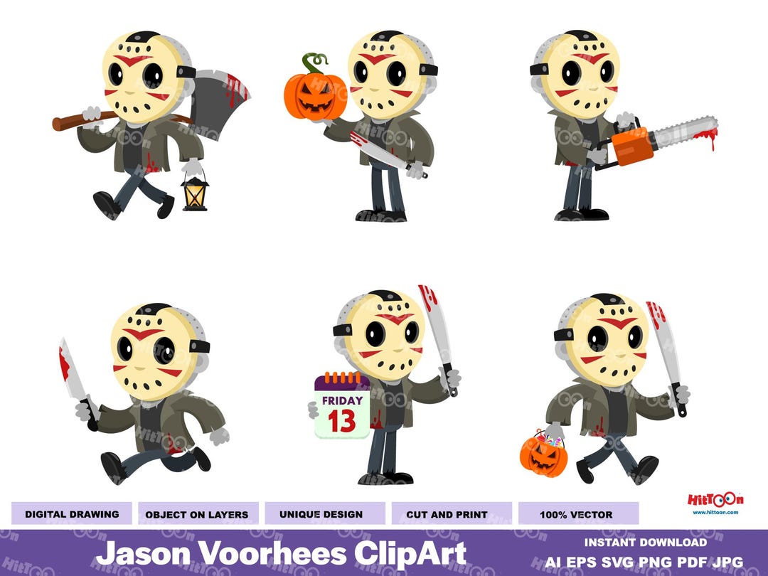 Jason Voorhees Cartoon Clipart: Vector Graphic Bundle (commercial Use ...