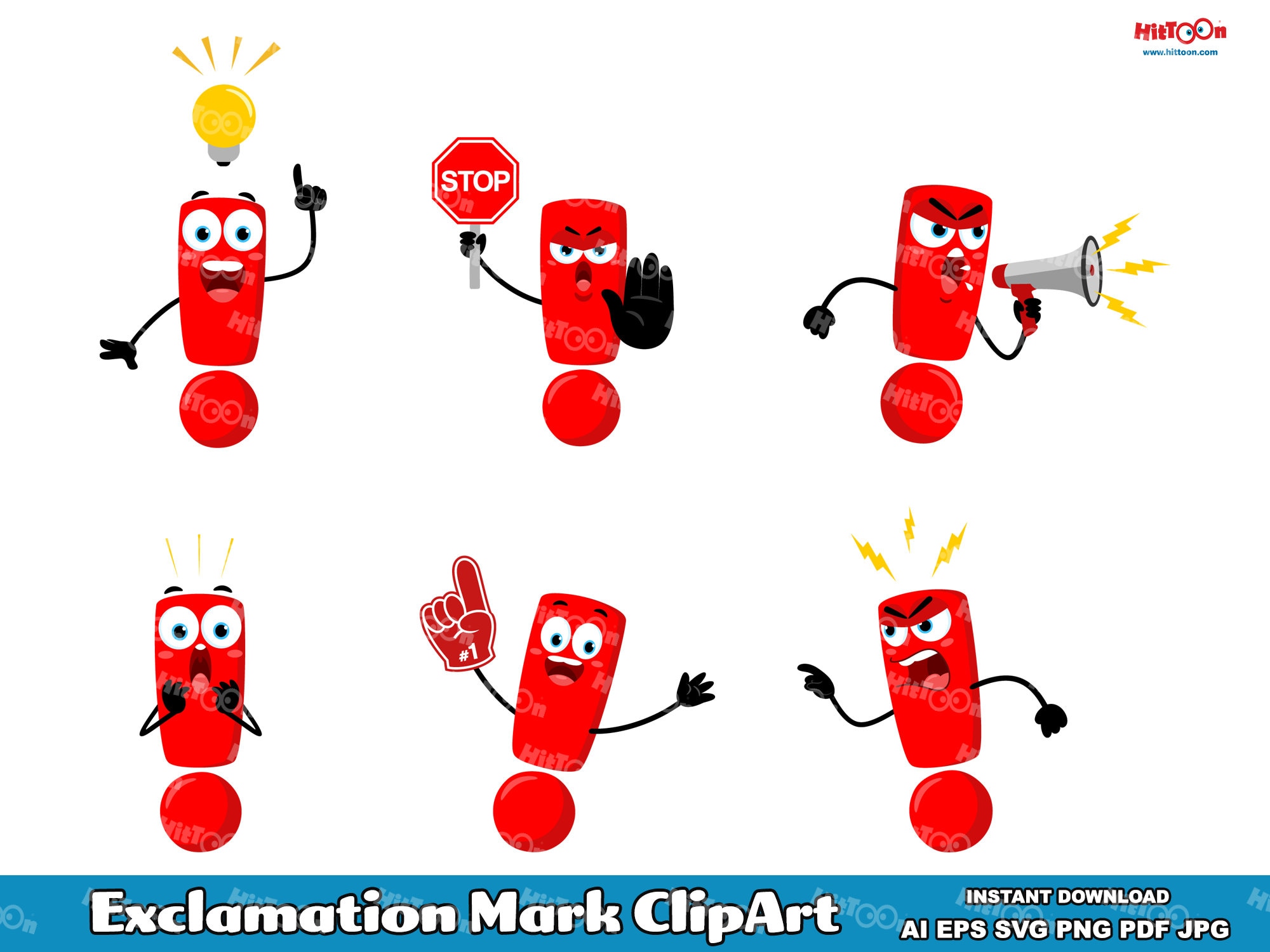 Exclamation Mark Clipart. Flat Design Vector Graphic Illustrations Bundle. AI. EPS. SVG. Pdf ...