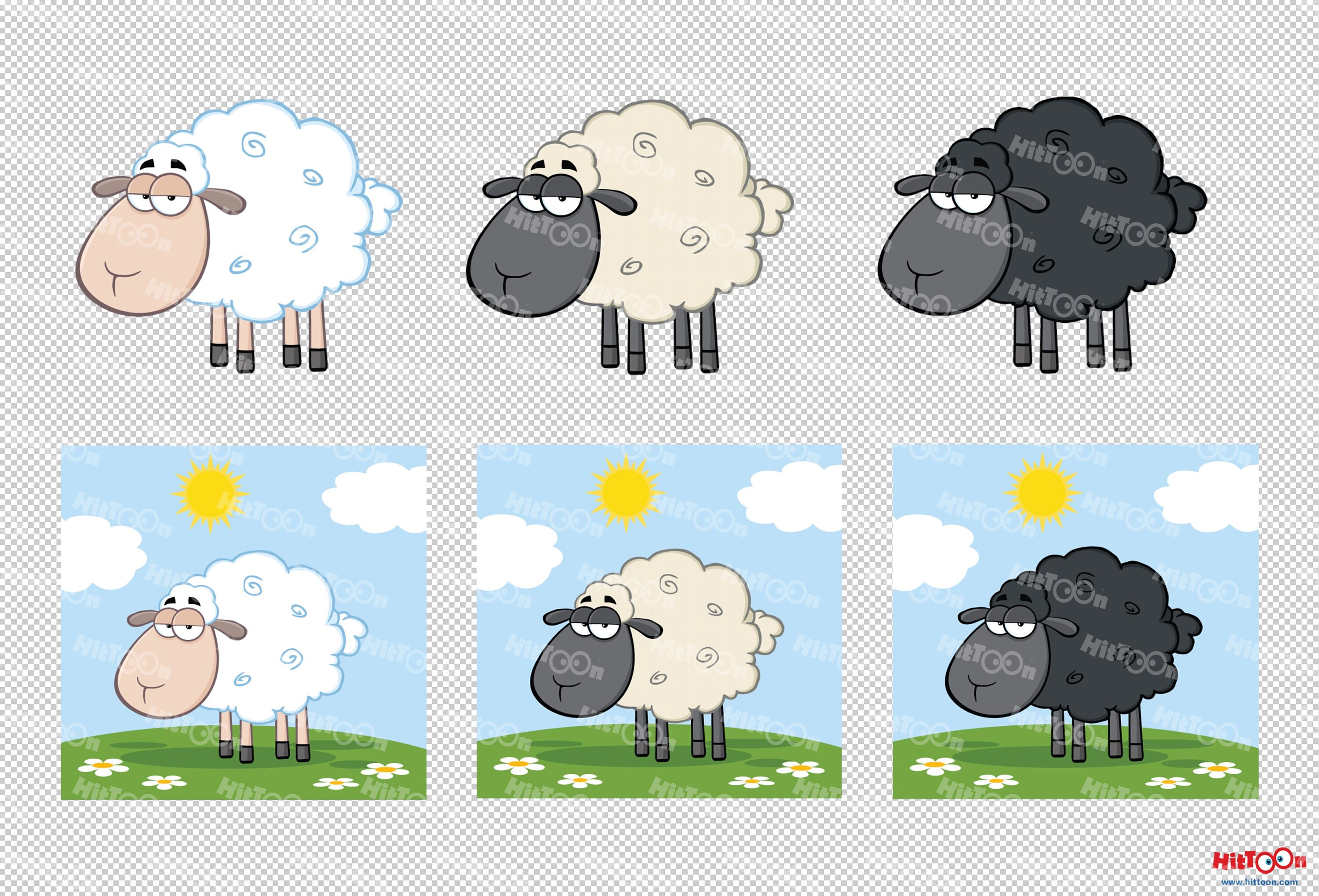 Sheep Cartoon Mascot Characters 1. Digital Clip Art Vector Graphic ...