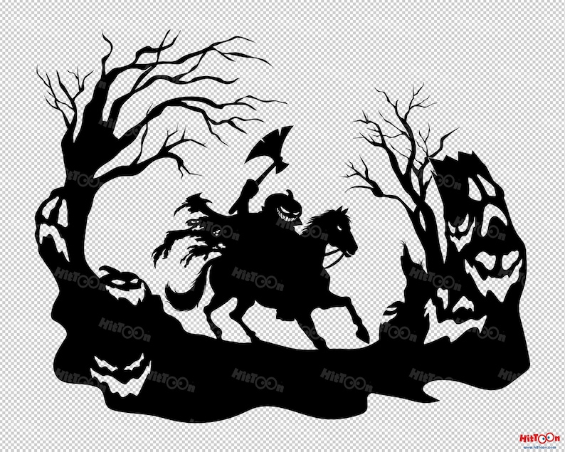 Headless Horseman Cartoon Clipart 4. Digital Clip Art Vector Graphic ...