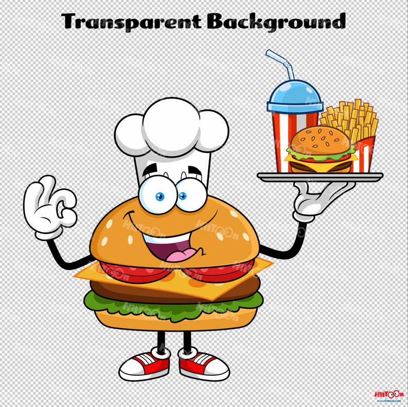 Burger Cartoon Clipart: Vector Graphics for Sublimation (commercial Use ...