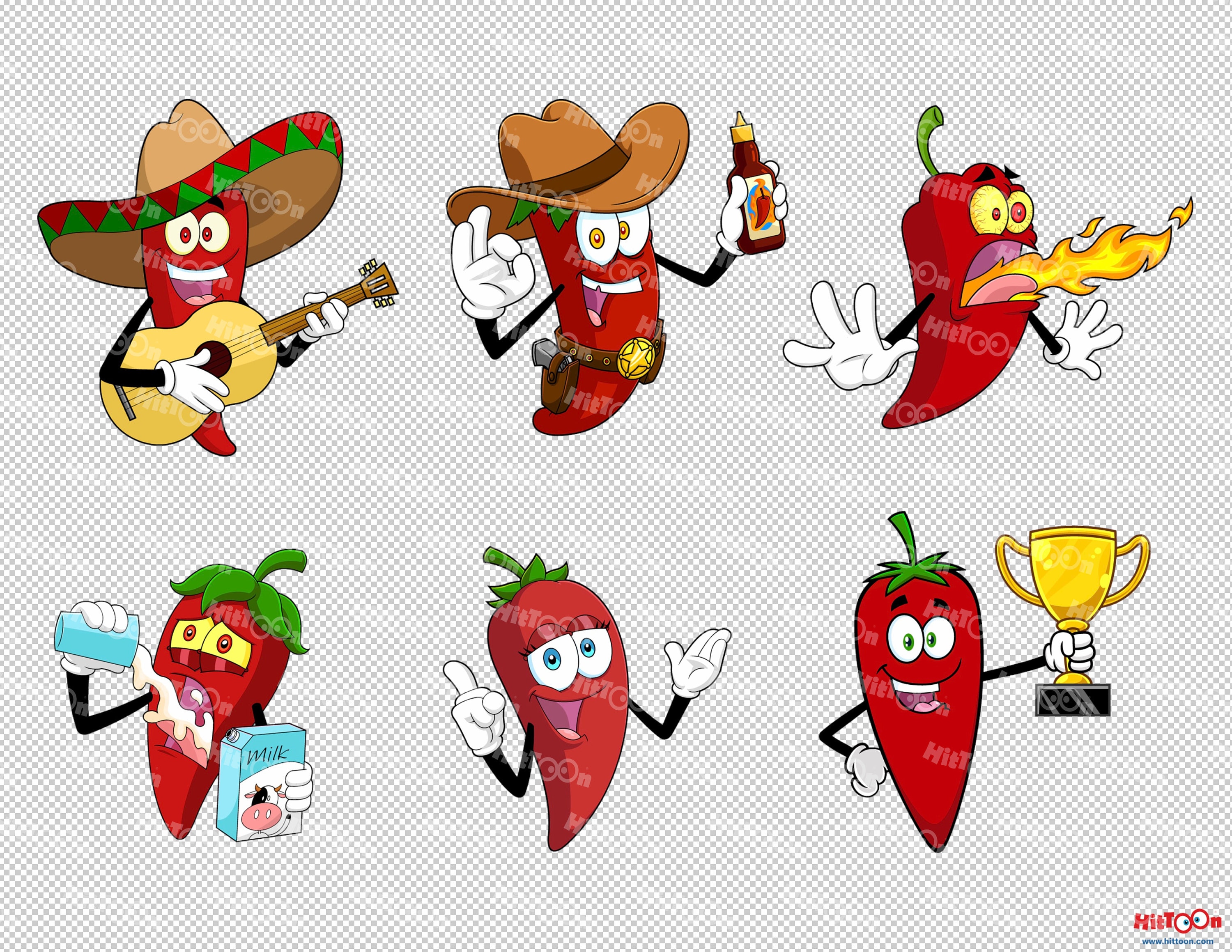 Chili Pepper Clipart – Hand Drawn Cartoon Pepper Characters – Free ...