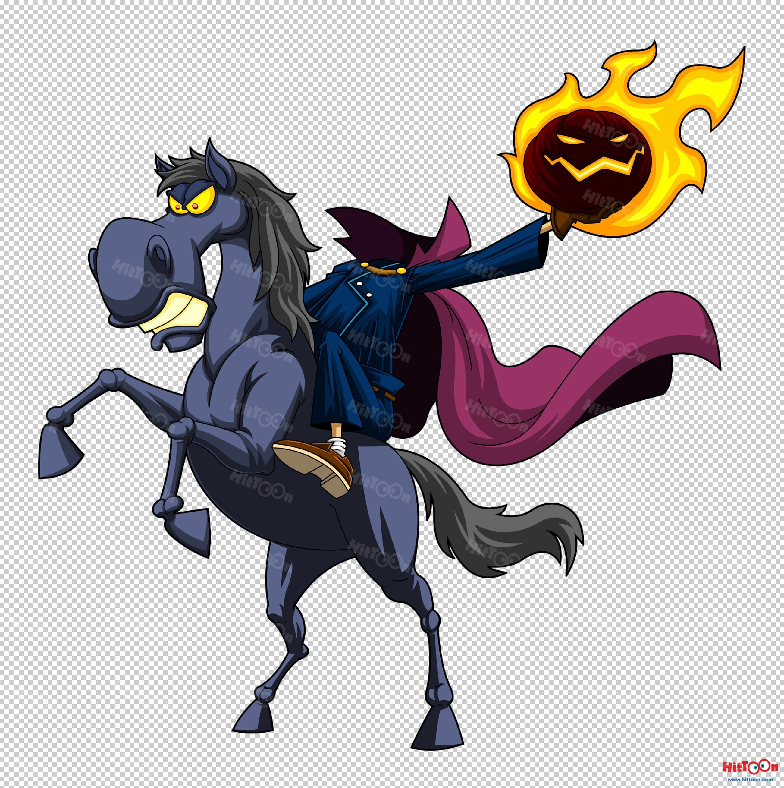 Headless Horseman Cartoon Clipart. Digital Clip Art Vector Graphic ...