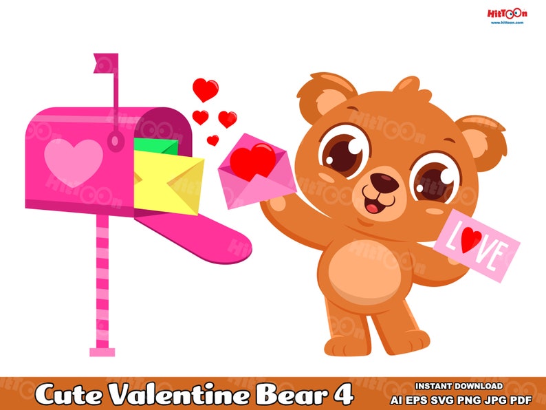 Valentine Bear Clipart – Flat Design Vector Graphics (free Commercial ...