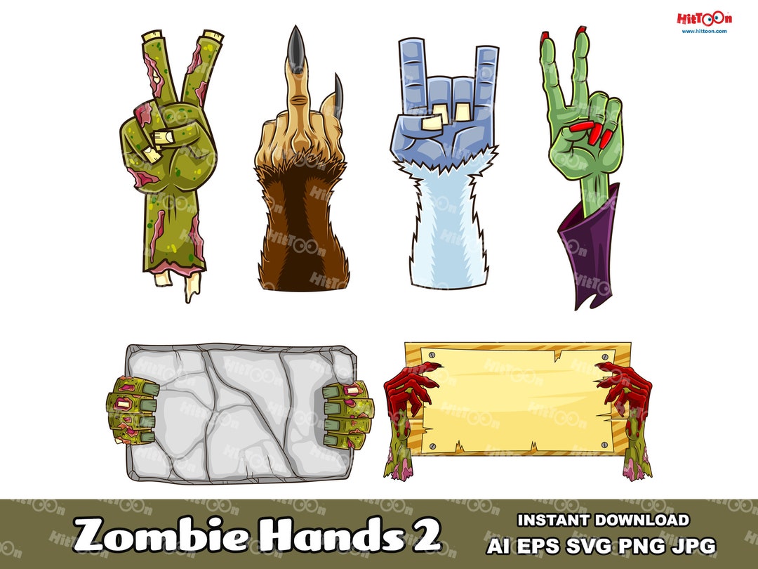 Halloween Zombie Hands Clip Art: Vector Graphic Illustrations ...