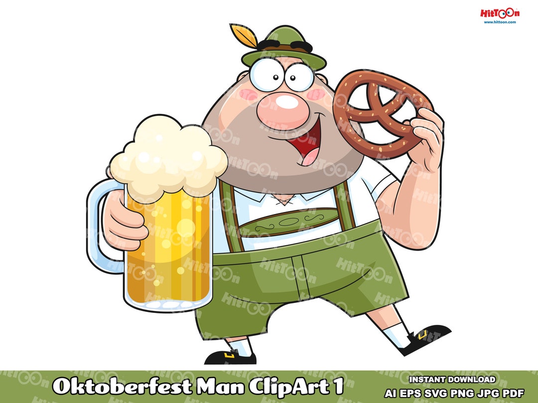 Oktoberfest Man Cartoon Character Clipart 1. Hand Drawn Vector Graphic ...