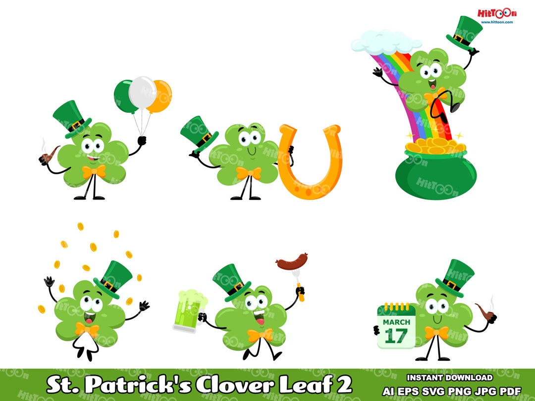 St. Patrick's Clover Clipart: Vector Graphics Bundle (commercial Use ...