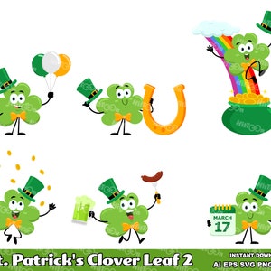 St. Patrick's Clover Clipart: Vector Graphics Bundle (commercial Use ...