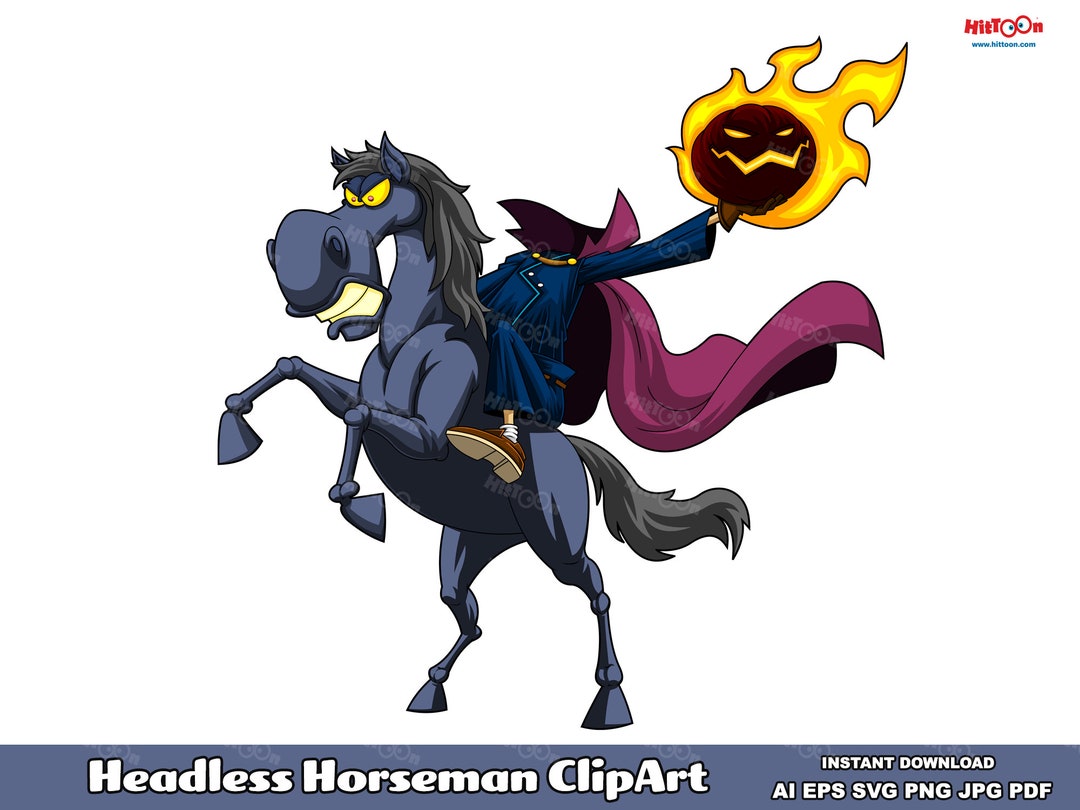 Headless Horseman Cartoon Clipart. Digital Clip Art Vector Graphic ...