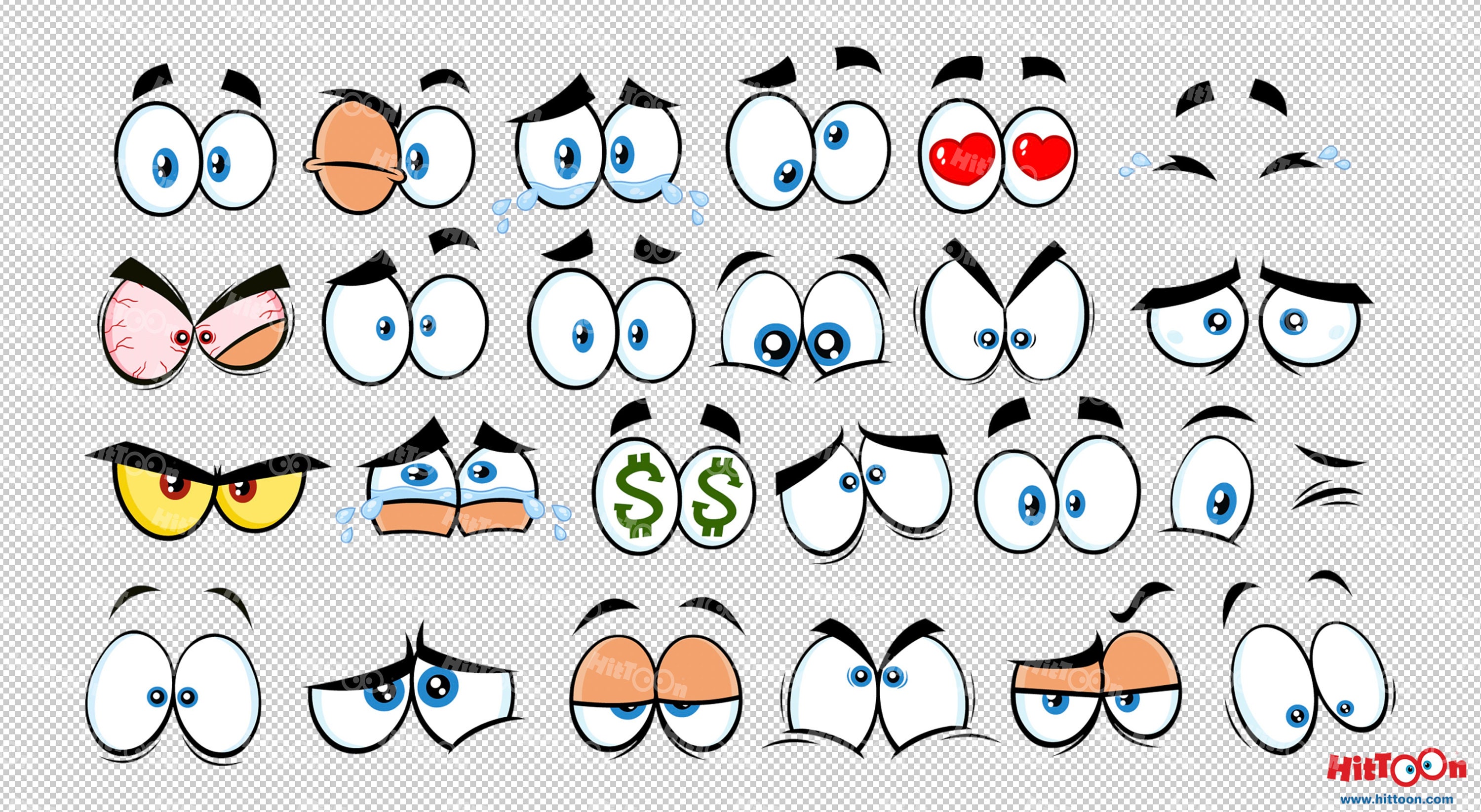 24 Funny Cartoon Eyes - Digital Clipart Vector Graphic Illustrations ...